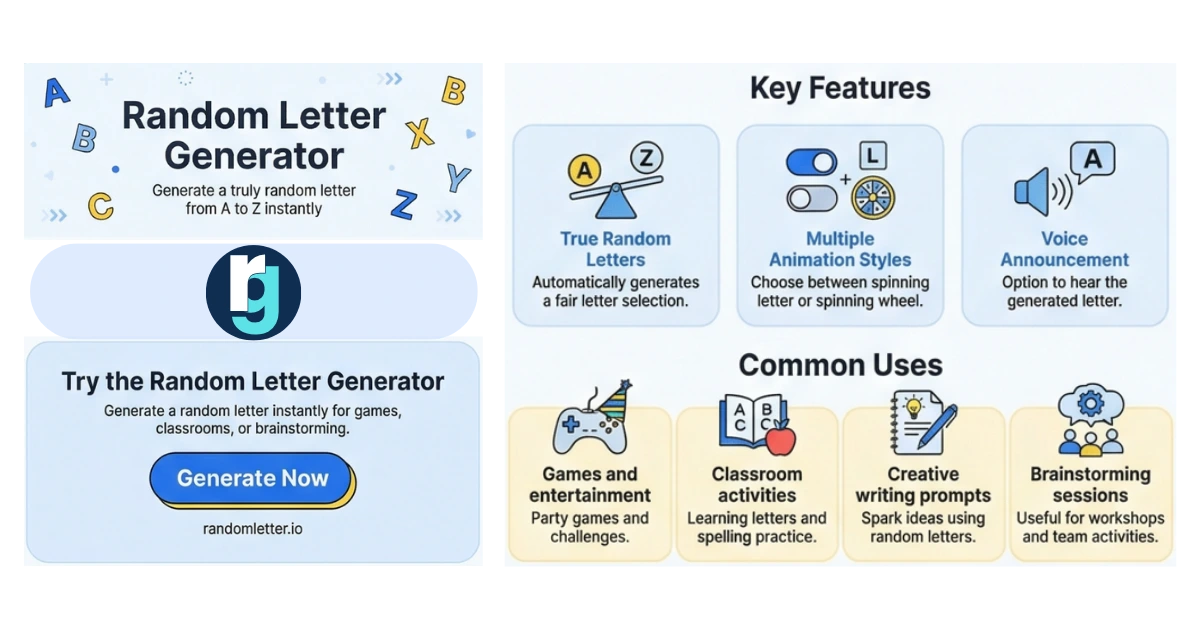 Random Letter Generator (A–Z) | Fast & Free Letter Picker